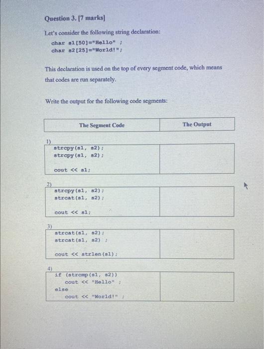Solved Question 3. [7 marks] Let's consider the following | Chegg.com