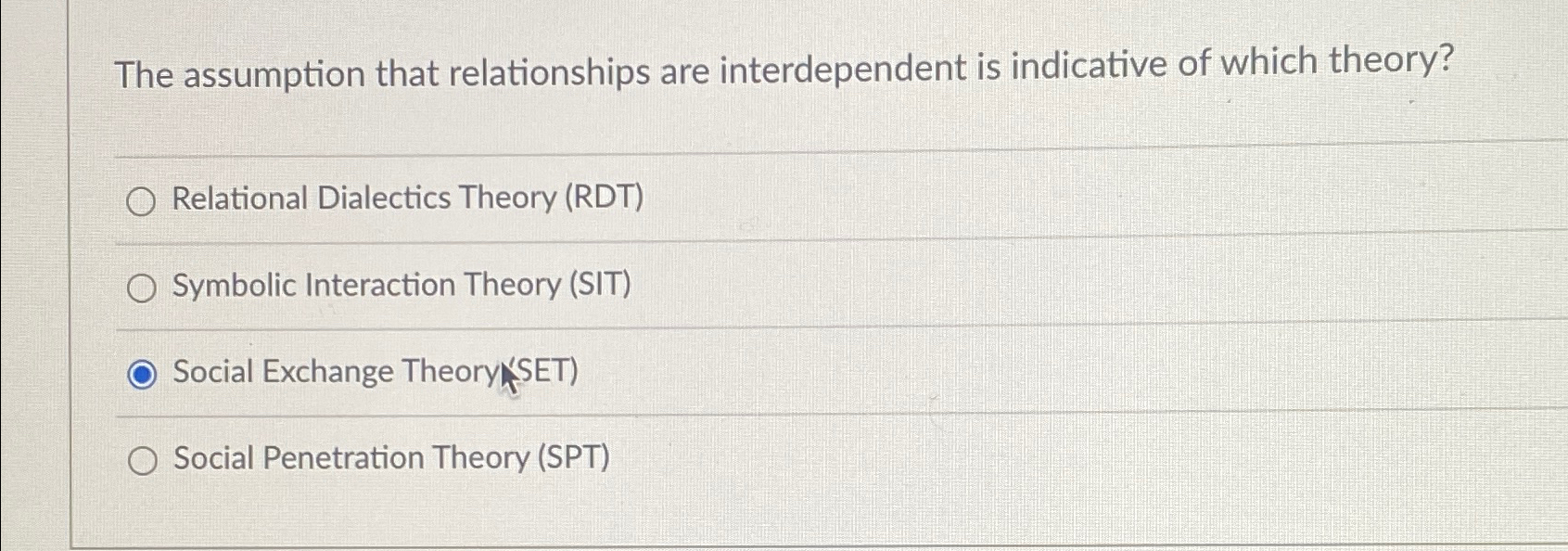 Solved The assumption that relationships are interdependent | Chegg.com