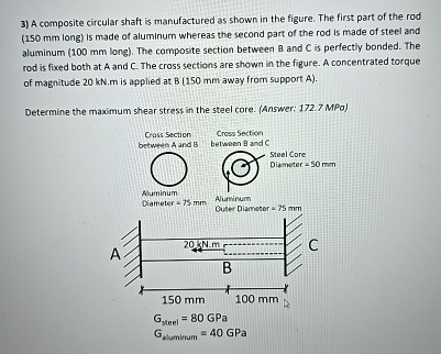 Solved A composite circular shaft is manufactured as shown | Chegg.com