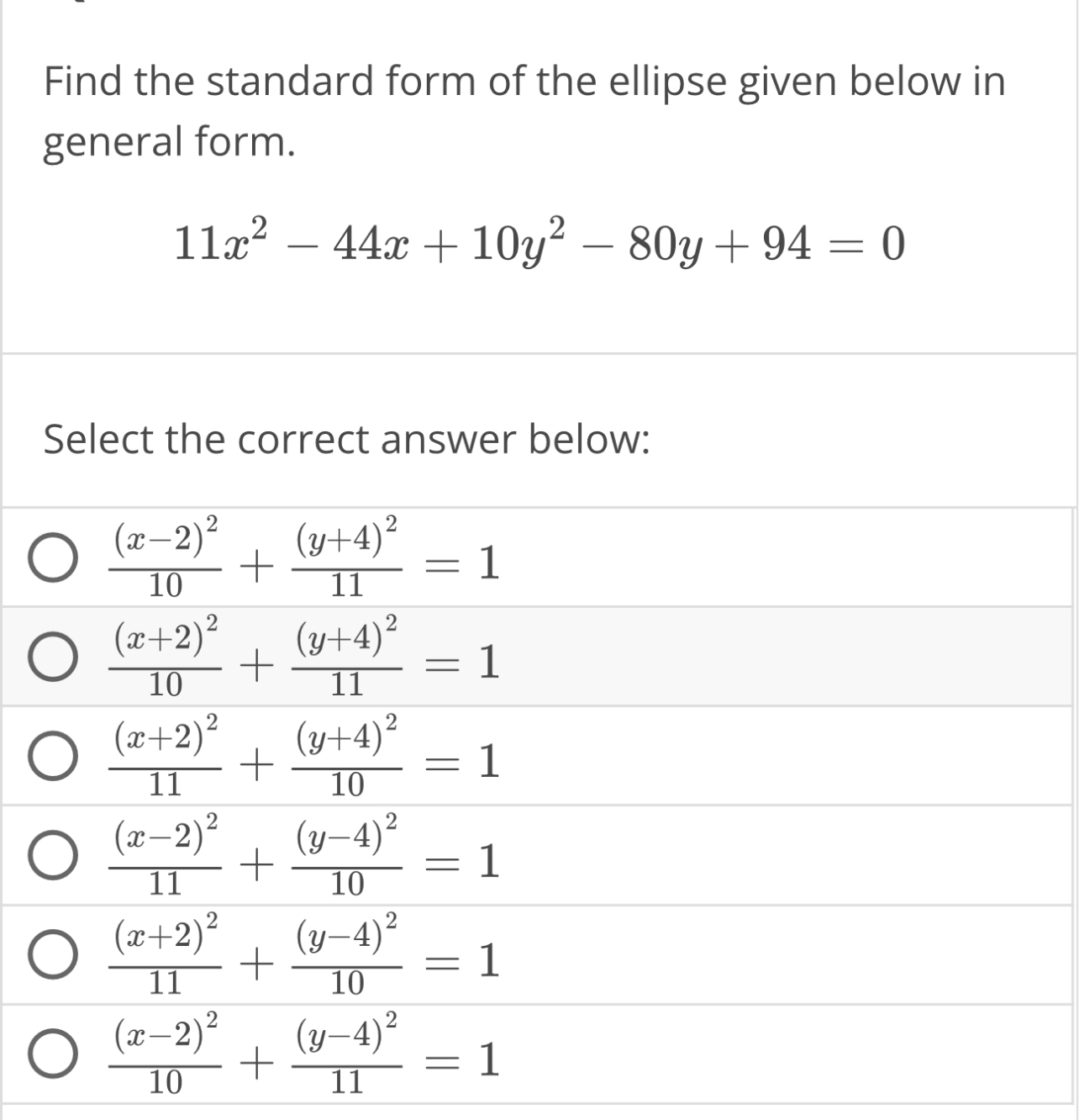 Solved Find the standard form of the ellipse given below in | Chegg.com