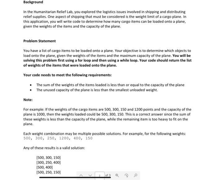 Solved In the Humanitarian Relief Lab, you explored the | Chegg.com