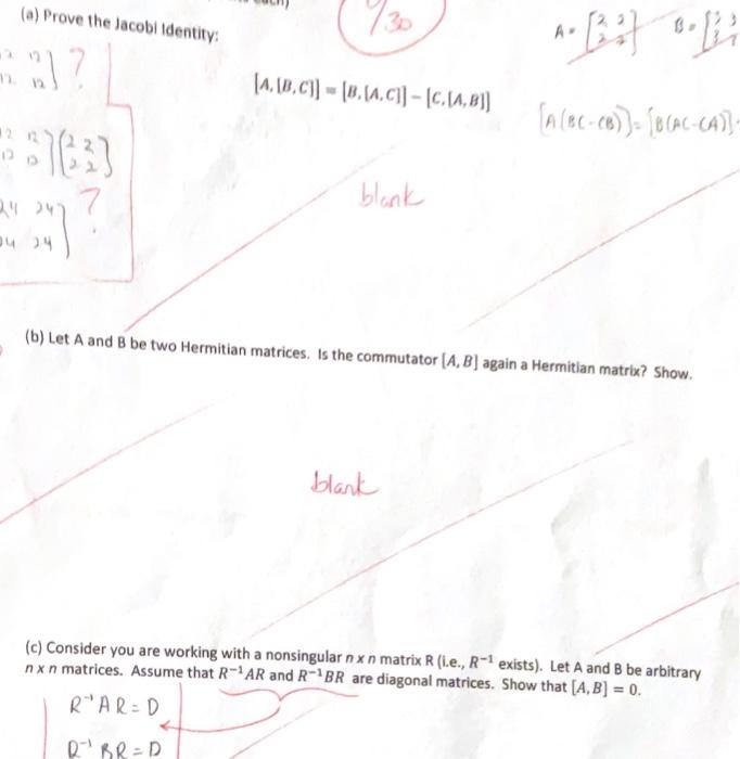 Solved (a) Prove the Jacobi Identity: 12) | Chegg.com