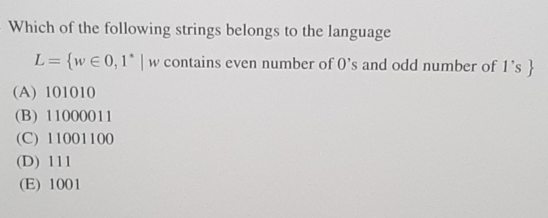 Solved Which of the following strings belongs to the | Chegg.com