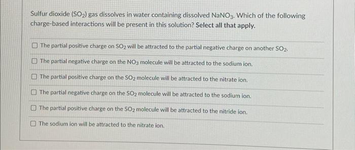Solved Sulfur dioxide (SO2 ) gas dissolves in water | Chegg.com