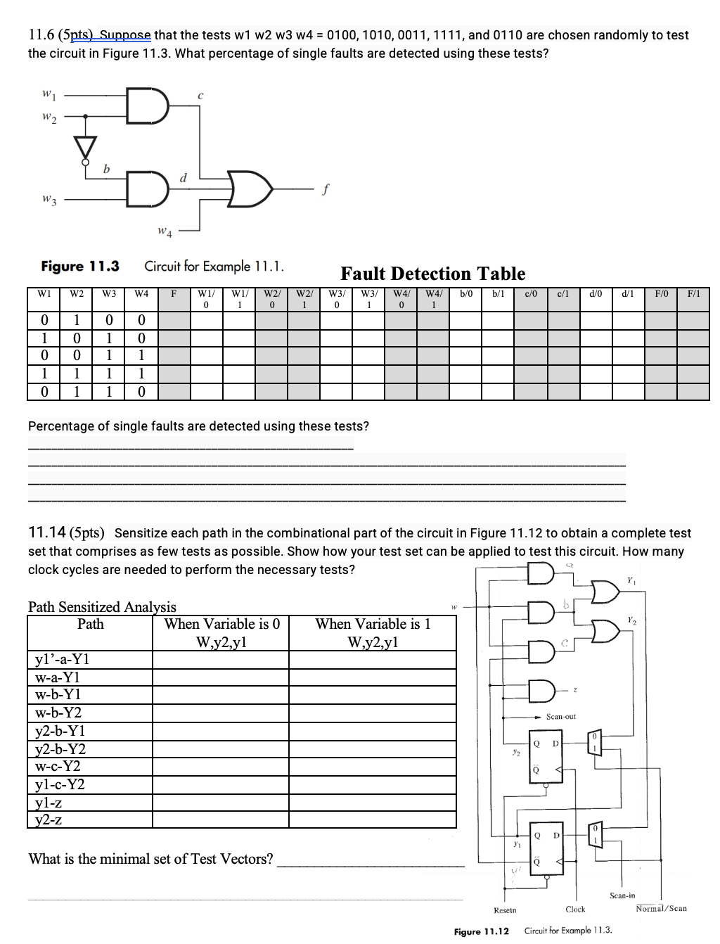 Fault Detection TablePath Sensitized AnalysisWhat is | Chegg.com