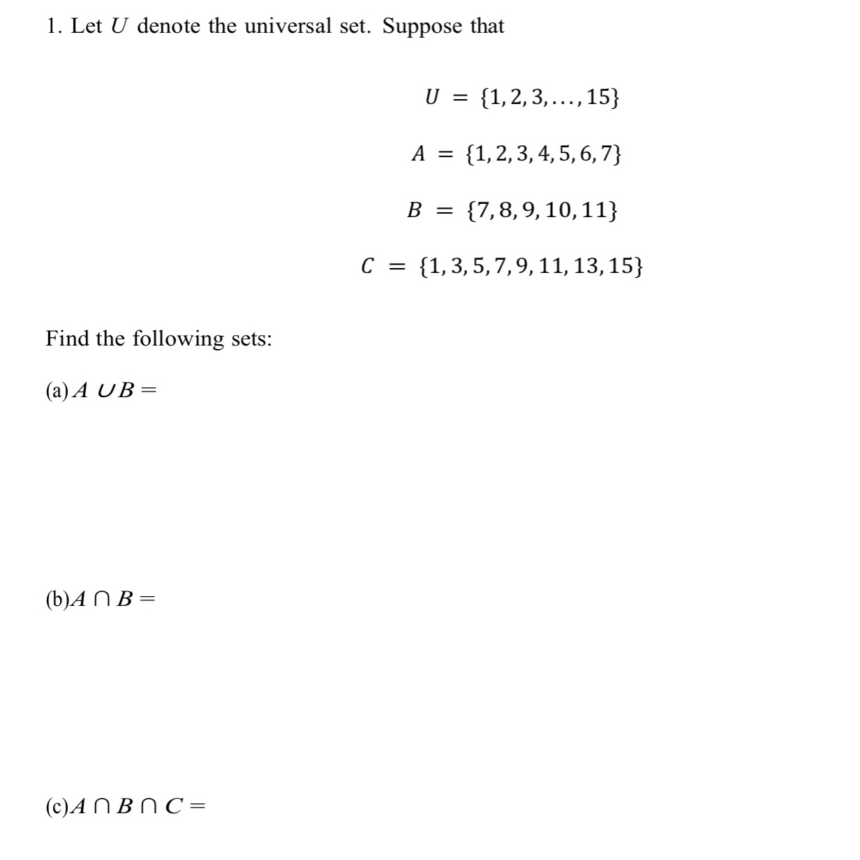 Solved Let U ﻿denote the universal set. Suppose | Chegg.com