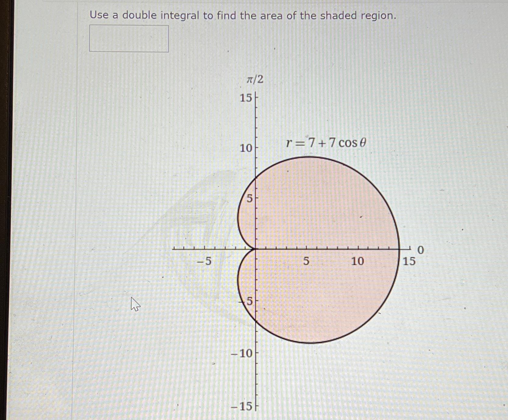Solved Use a double integral to find the area of the shaded | Chegg.com