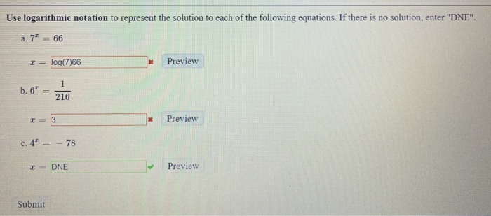 Solved Use logarithmic notation to represent the solution to | Chegg.com
