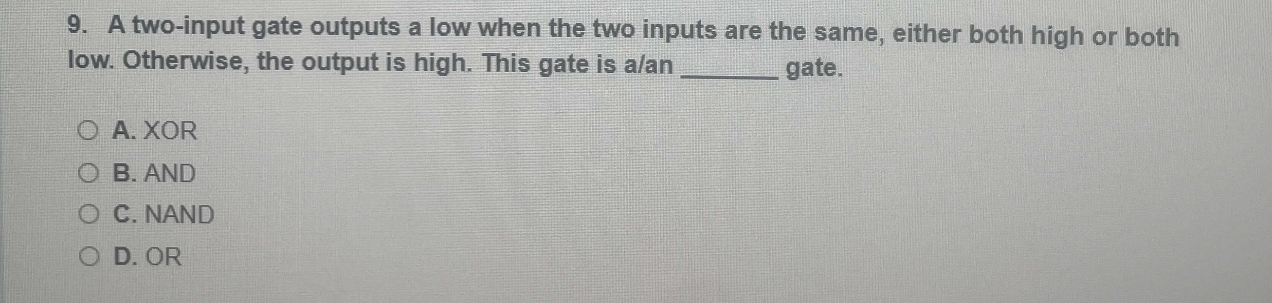 Solved A two-input gate outputs a low when the two inputs | Chegg.com