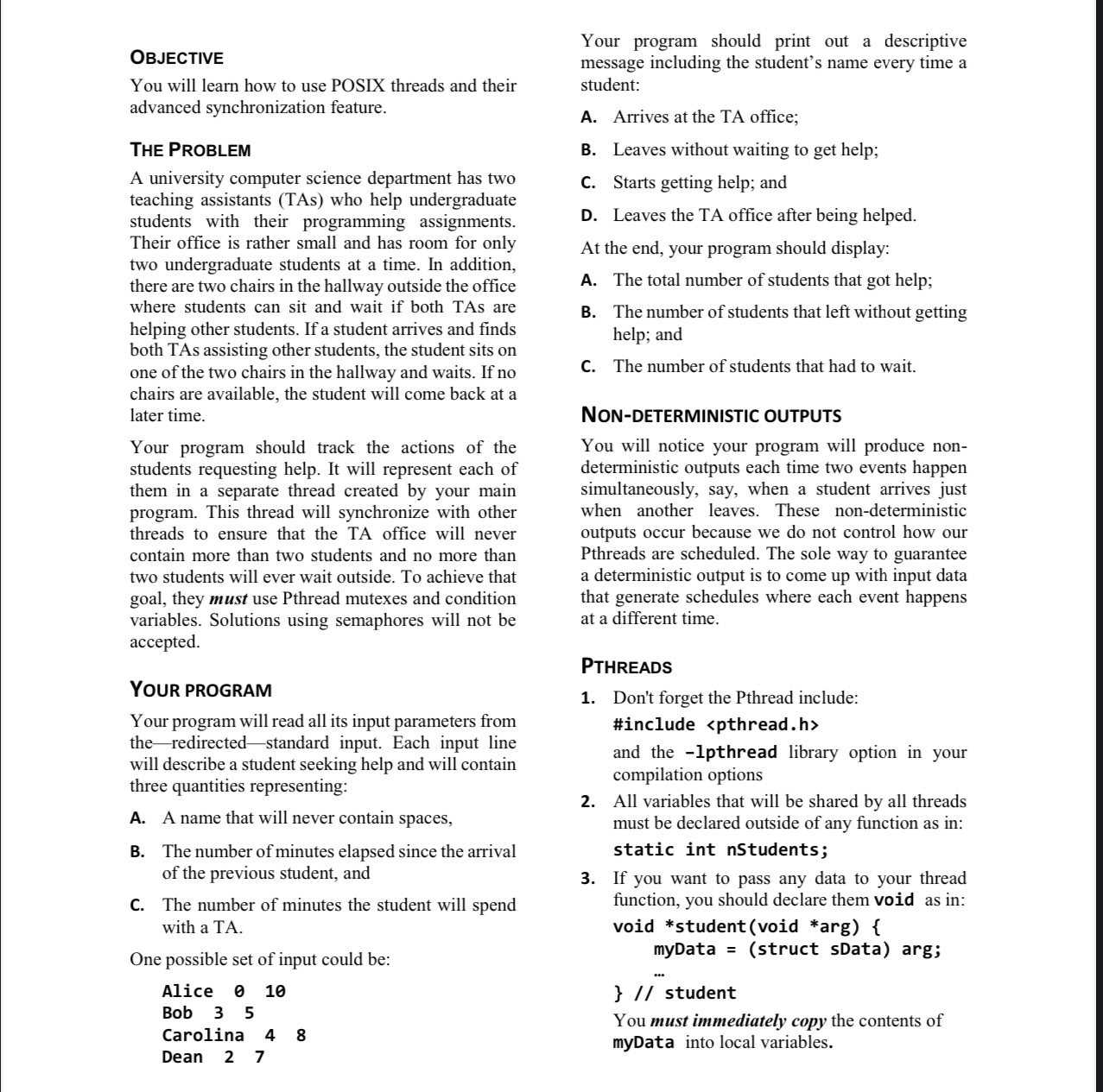 Solved ObjectiveYou will learn how to use POSIX threads and | Chegg.com