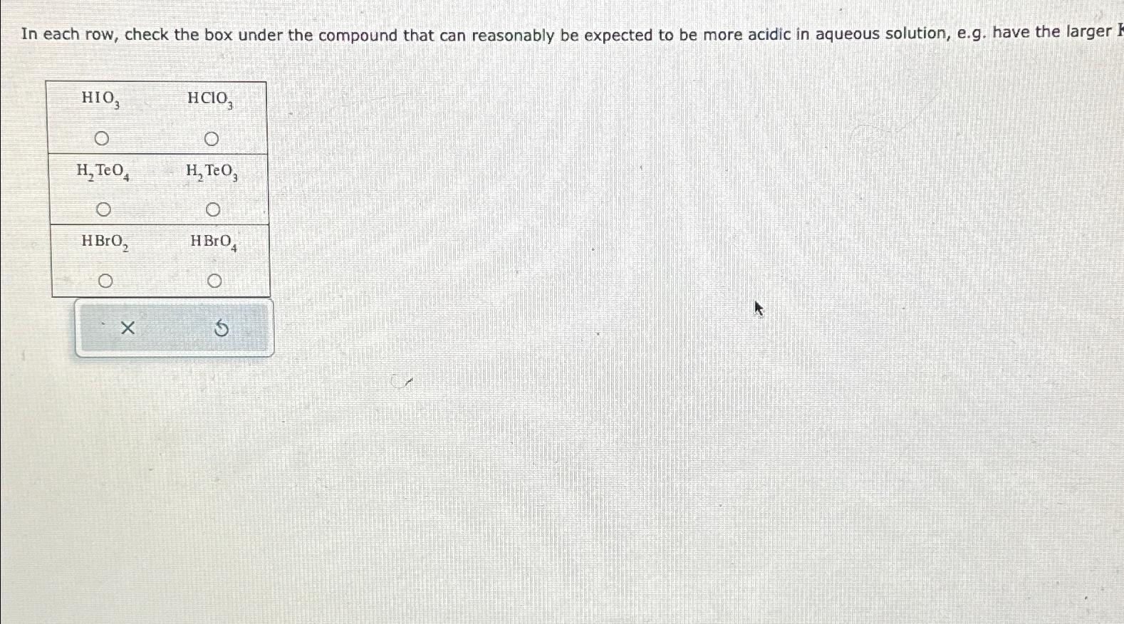 Solved In each row, check the box under the compound that | Chegg.com