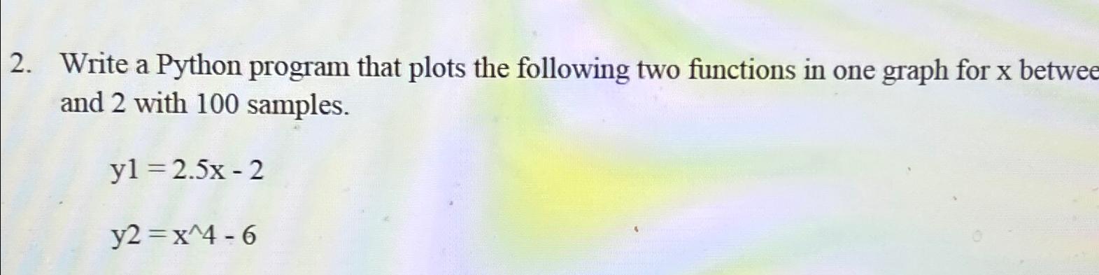 Solved Write a Python program that plots the following two | Chegg.com