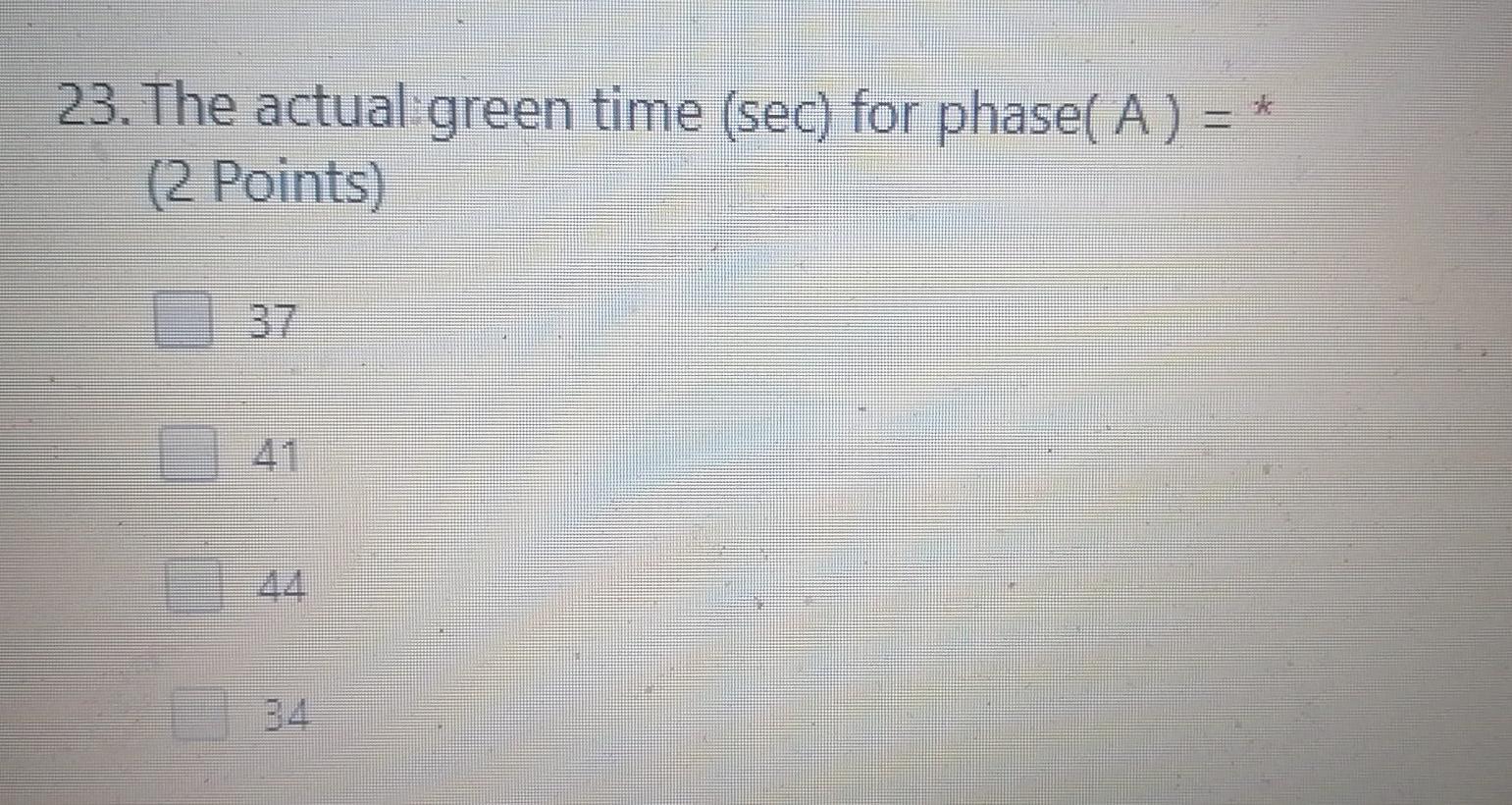 Solved 23. The actual green time (sec) for phase( A ) = * (2 | Chegg.com