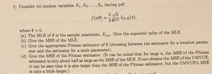 1) Consider iid random variables X1, X2,..., X, | Chegg.com