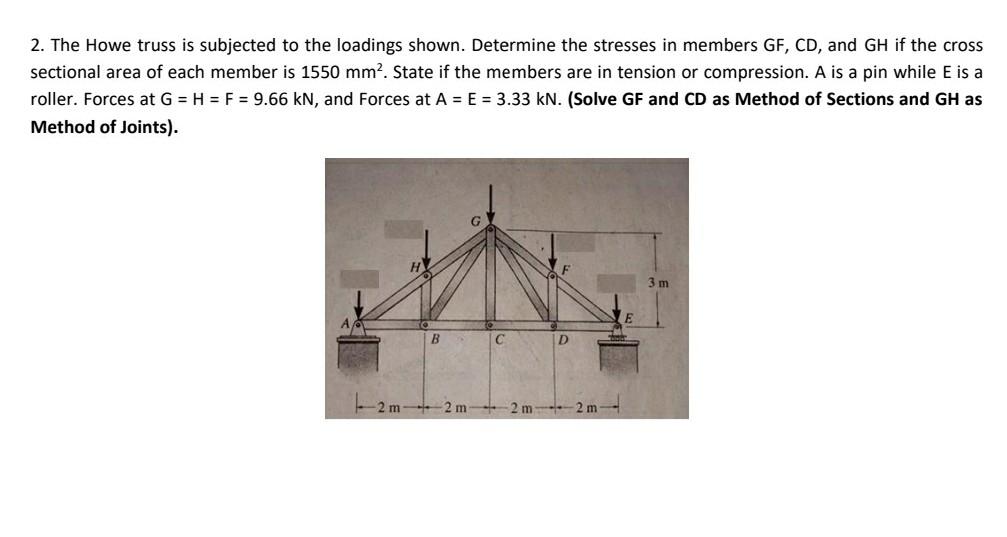 Solved 2. The Howe truss is subjected to the loadings shown. | Chegg.com