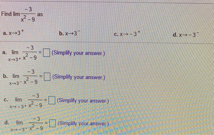 Solved Find the limit as x approaches - 1 for the function | Chegg.com