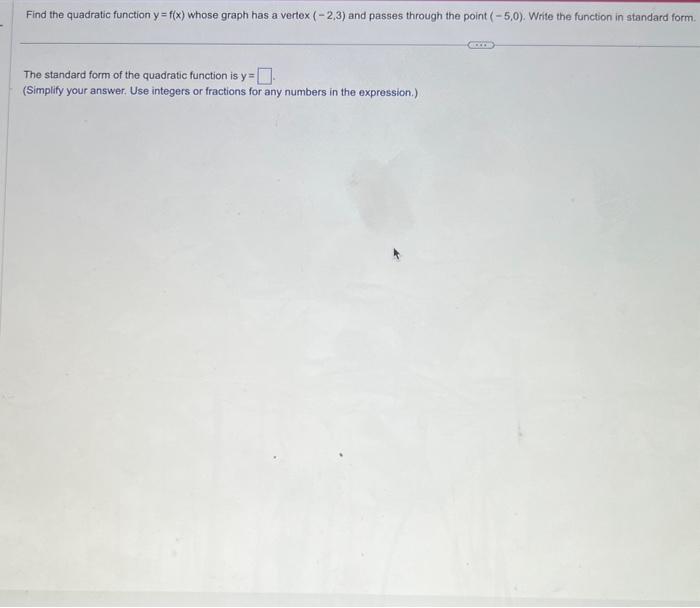 Solved Find the quadratic function y=f(x) whose graph has a | Chegg.com