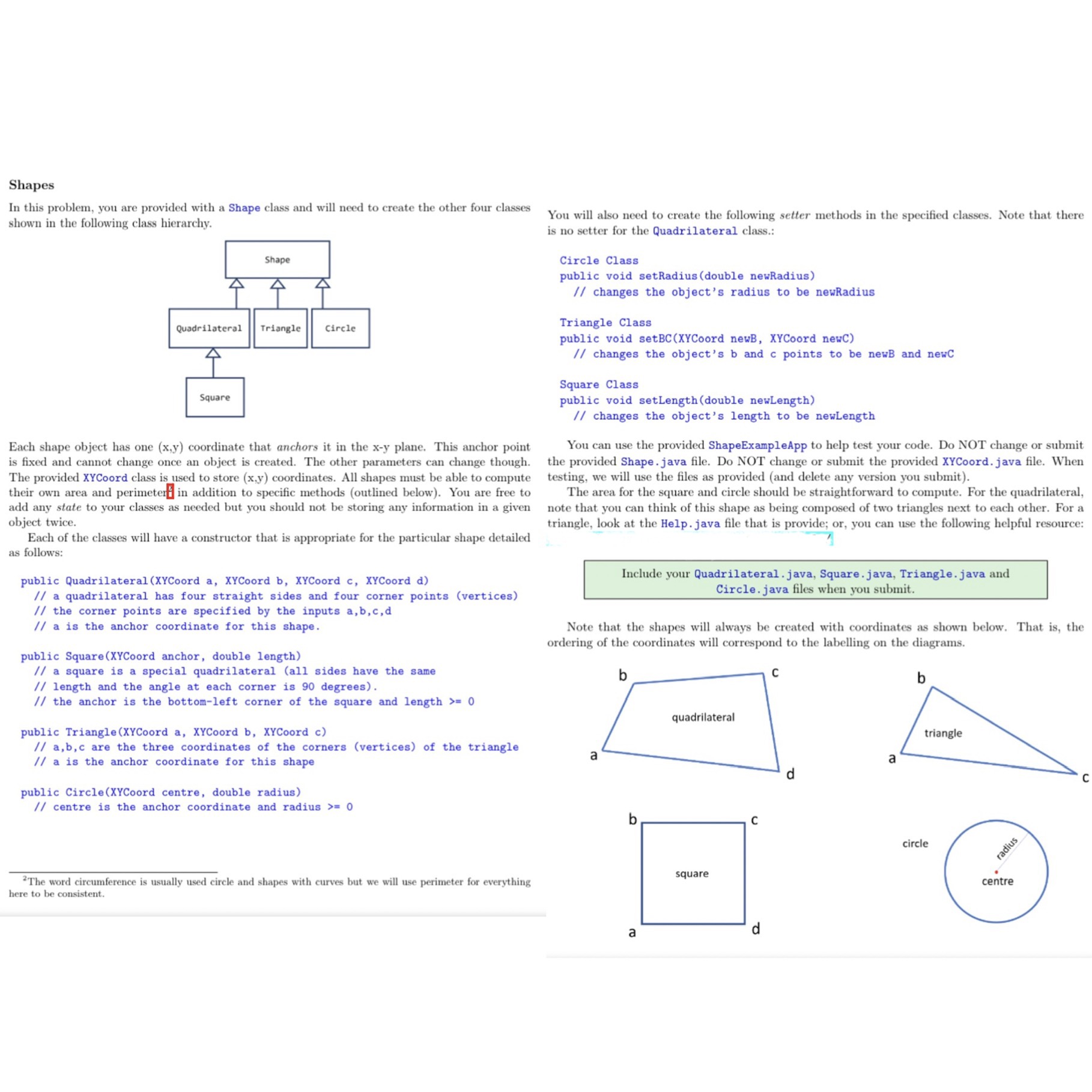 Solved ShapesIn this problem, you are provided with a Shape | Chegg.com