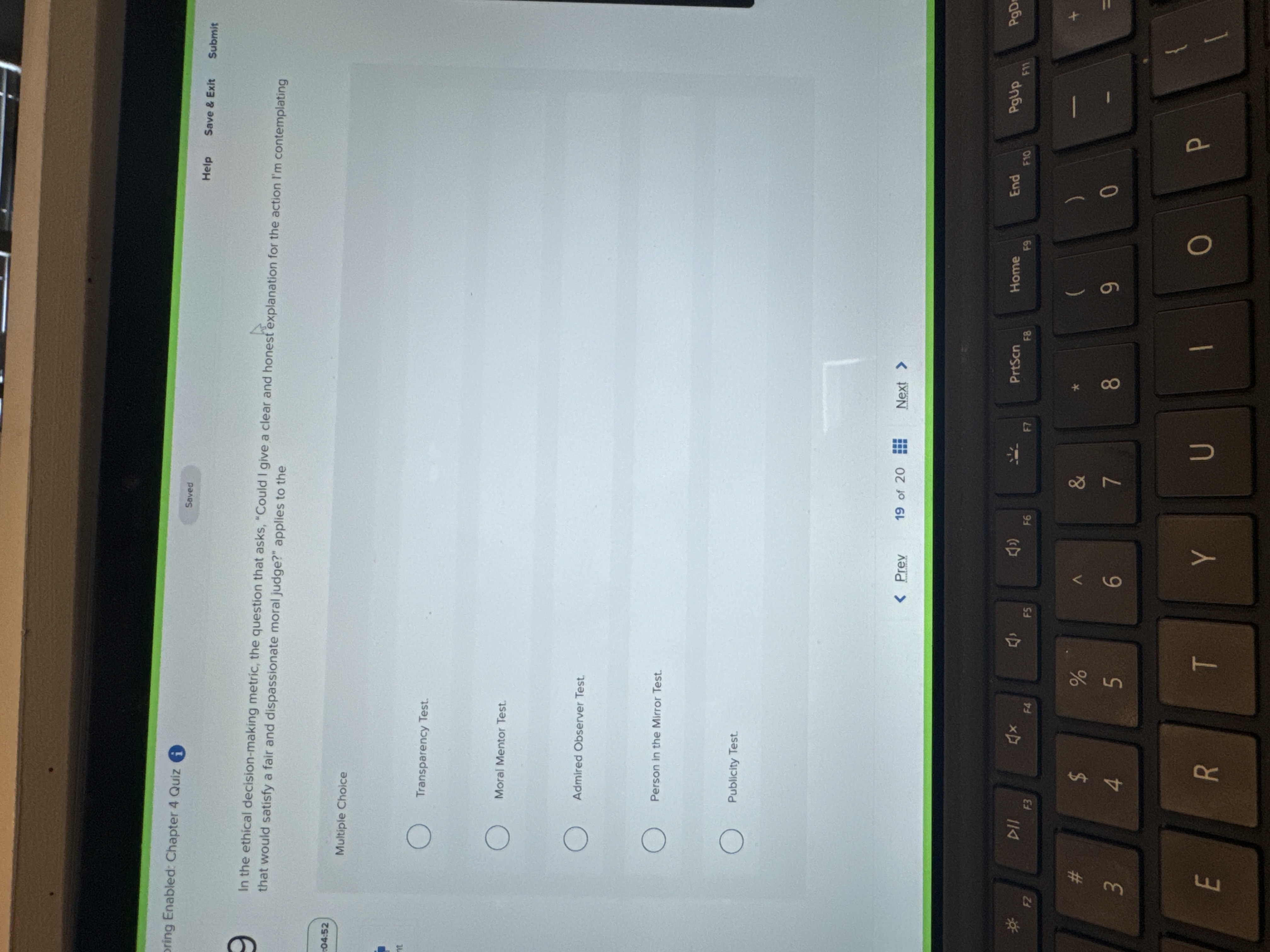 Solved In the ethical decision-making metric, the question | Chegg.com