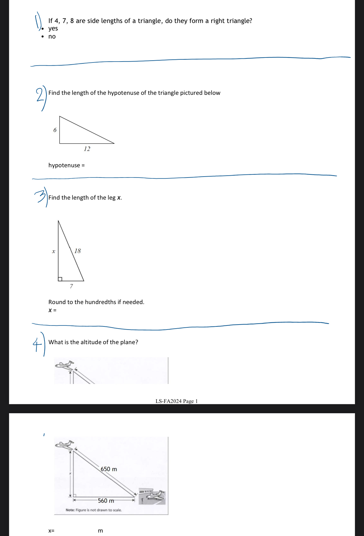 Solved . ﻿If 4, 7, 8 ﻿are side lengths of a triangle, do | Chegg.com