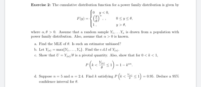Solved Exercise 2: The cumulative distribution function for | Chegg.com