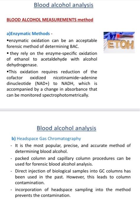 Solved Blood alcohol analysis BLOOD ALCOHOL MEASUREMENTS | Chegg.com