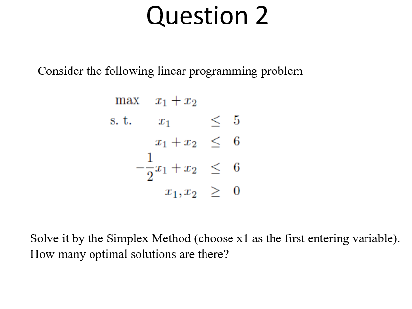 Solved Question 2Consider the following linear programming | Chegg.com Solved Question 2Consider the following linear programming | Chegg.com