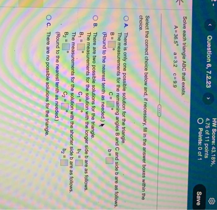 Solved Solve Each Triangle Abc That Exists