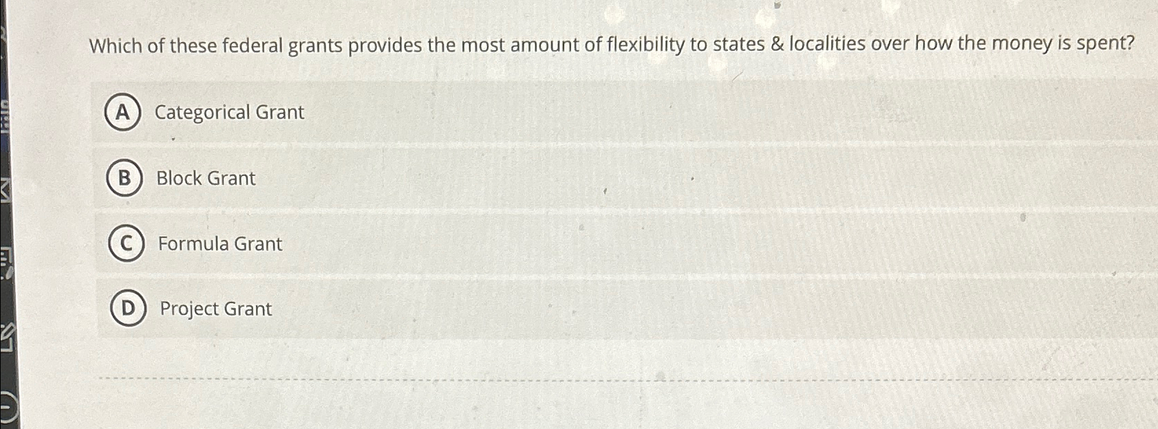 Solved Which of these federal grants provides the most | Chegg.com