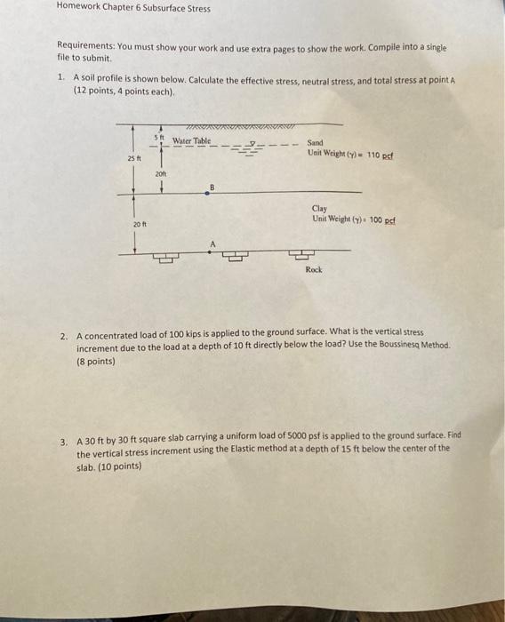 Solved Homework Chapter 6 Subsurface Stress Requirements: | Chegg.com