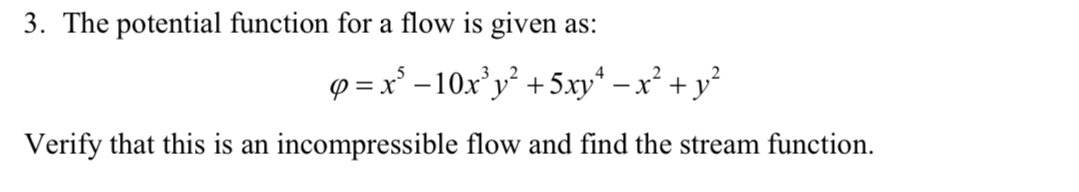 Solved The potential function for a flow is given | Chegg.com