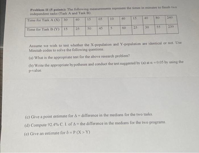 Solved Problem II (5 points): The following mensurements | Chegg.com