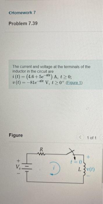 Solved The current and voltage at the terminals of the | Chegg.com
