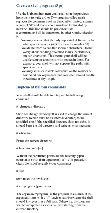 Create a shell program (5 pt) Use the Unix | Chegg.com