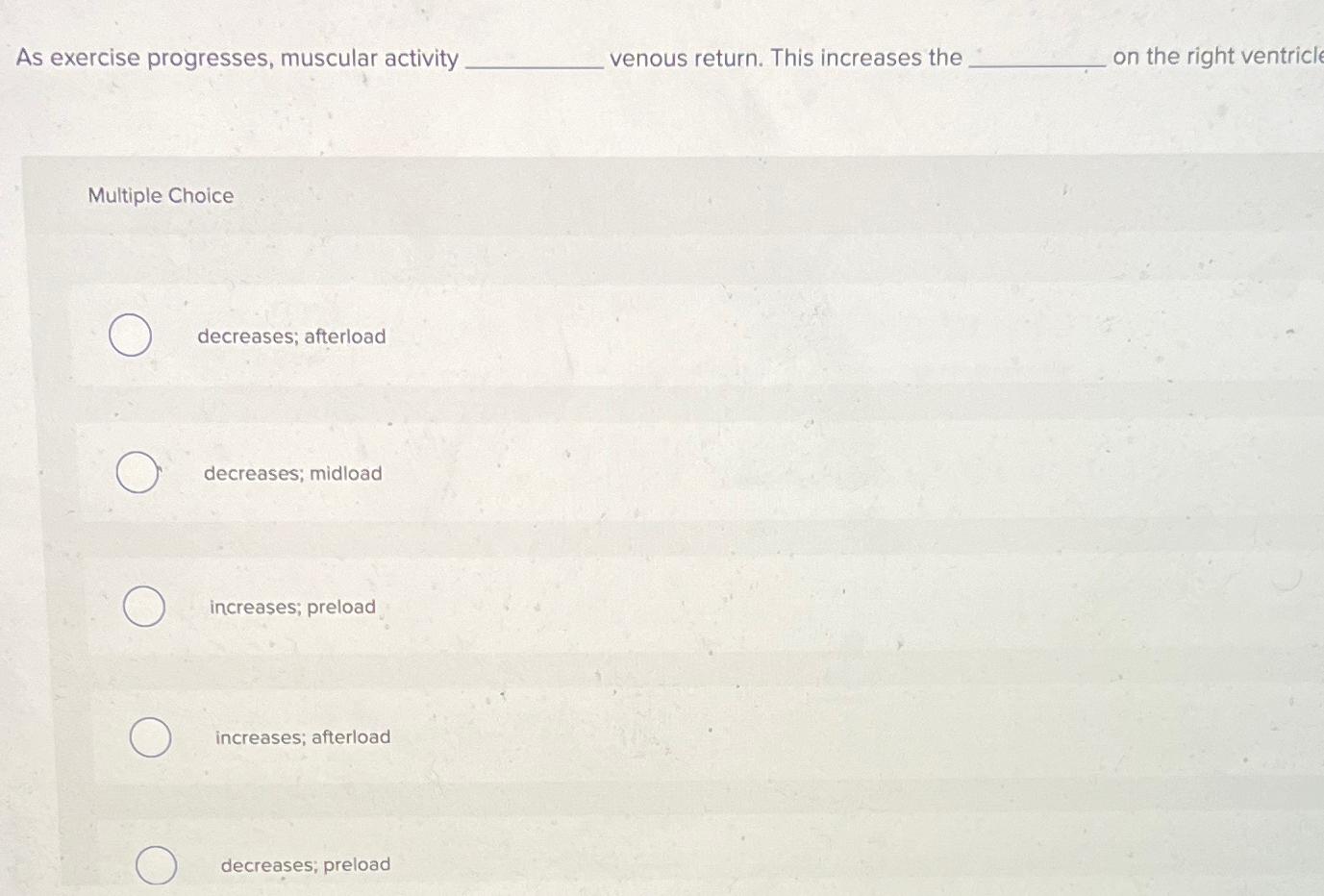 Solved As exercise progresses, muscular activityvenous | Chegg.com