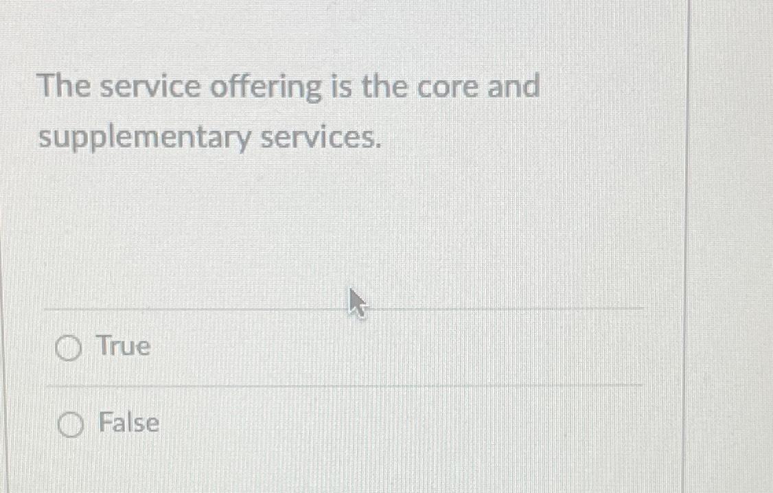 Solved The service offering is the core and supplementary | Chegg.com