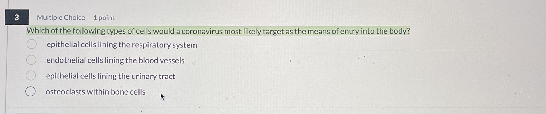 Solved 3Multiple Choice1 ﻿pointWhich of the following types | Chegg.com