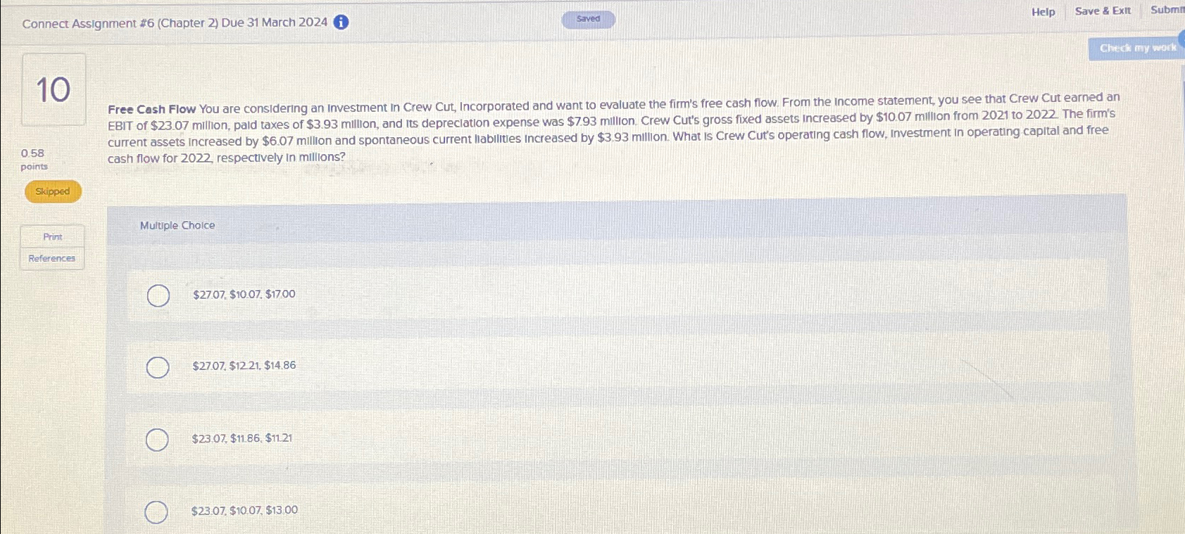 Solved Connect Assignment #6 (Chapter 2) ﻿Due 31 ﻿March | Chegg.com