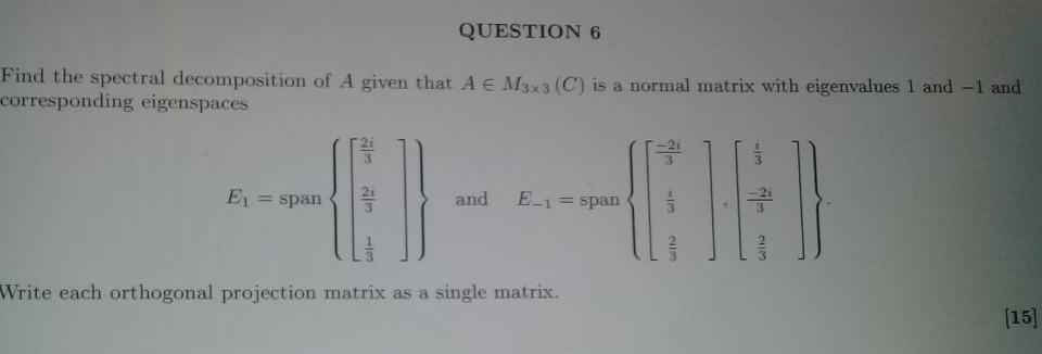 Solved Find the spectral decomposition of A given that | Chegg.com