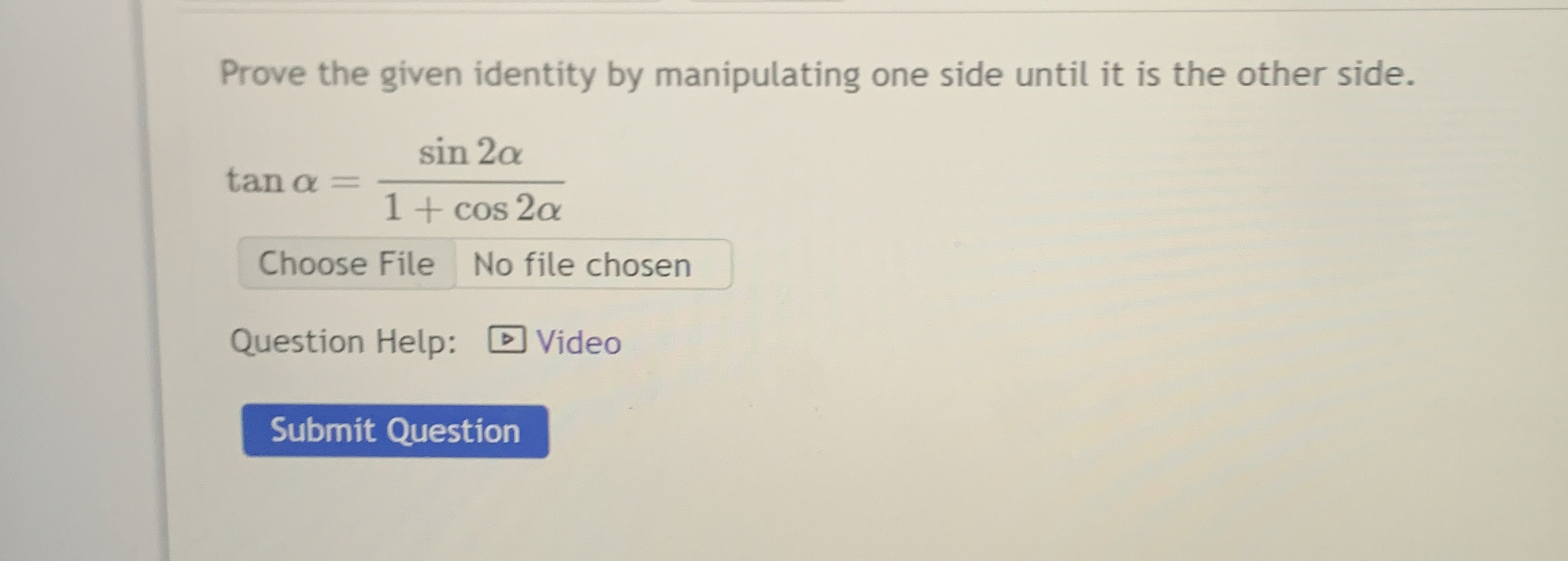 Solved Prove the given identity by manipulating one side | Chegg.com