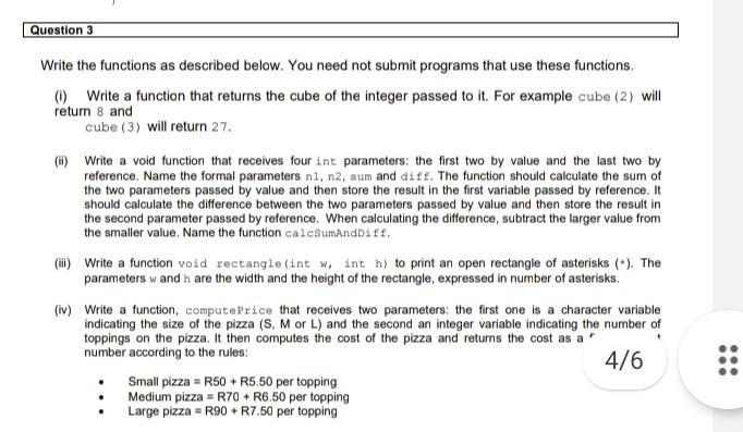 Solved Write the functions as described below. You need not | Chegg.com