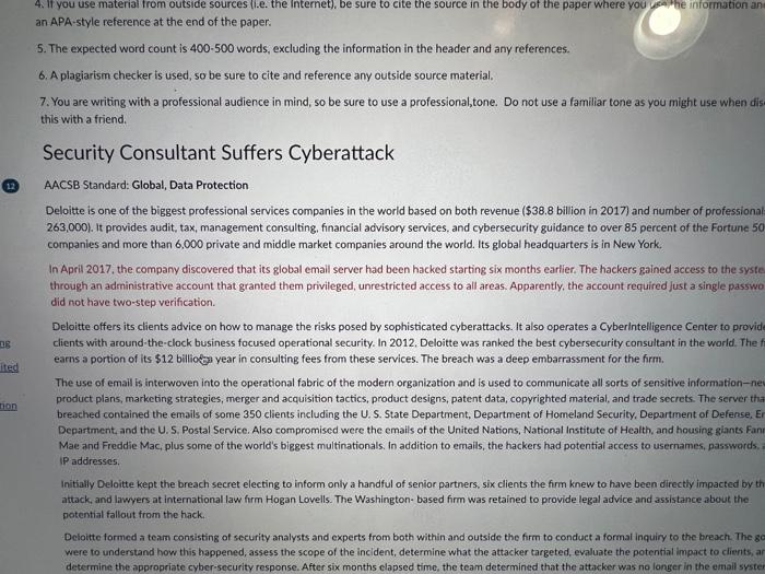 Solved 4. If you use material from outside sources (i.e. the | Chegg.com