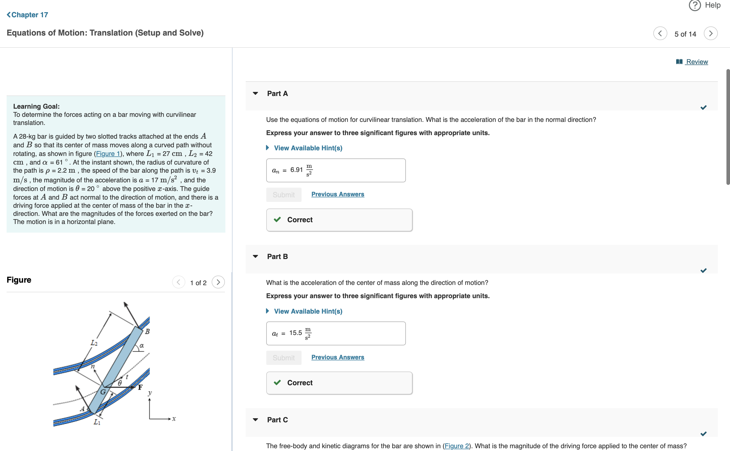Solved forces at ﻿A and B ﻿act normal to ﻿the direction of | Chegg.com