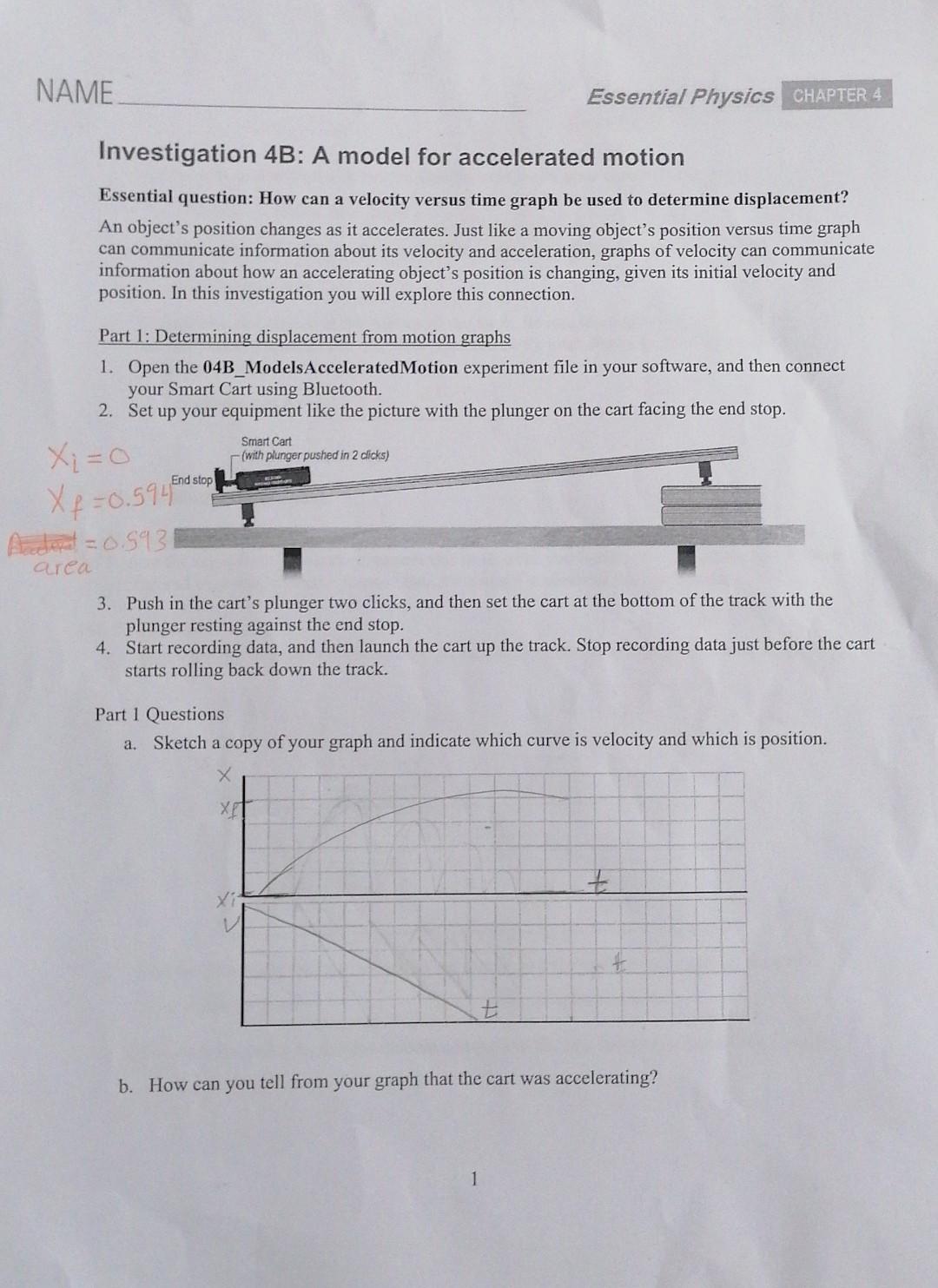 Solved Investigation 4B: A model for accelerated motion | Chegg.com