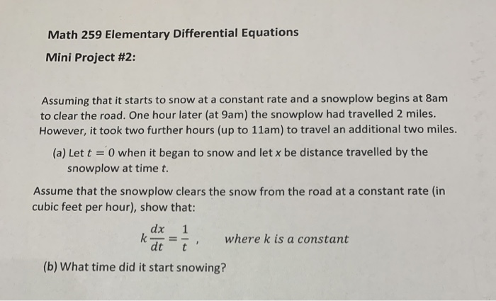Solved Math 259 Elementary Differential Equations Mini | Chegg.com