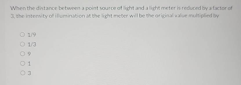 Solved When the distance between a point source of light and | Chegg.com