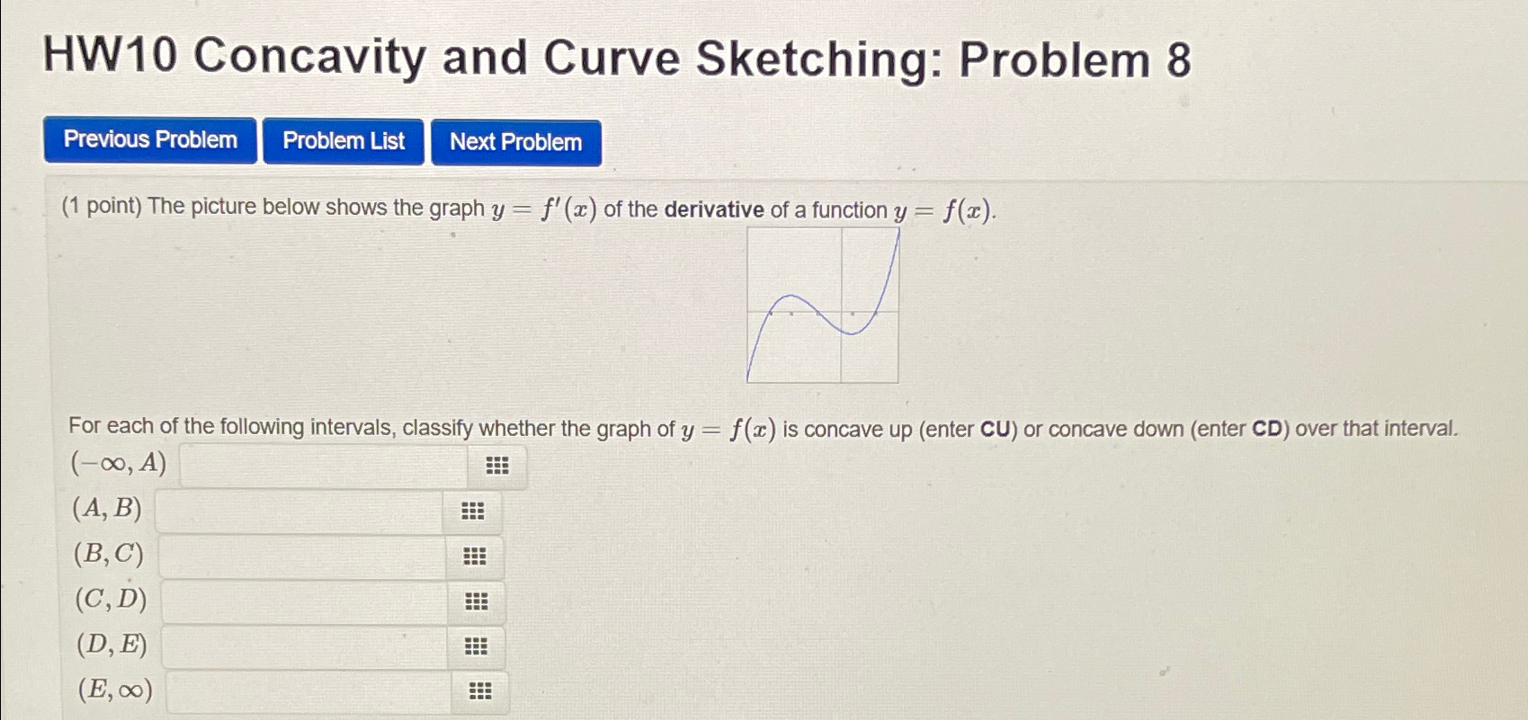 Solved HW10 Concavity and Curve Sketching: Problem 8(1 | Chegg.com Solved HW10 Concavity and Curve Sketching: Problem 8(1 | Chegg.com