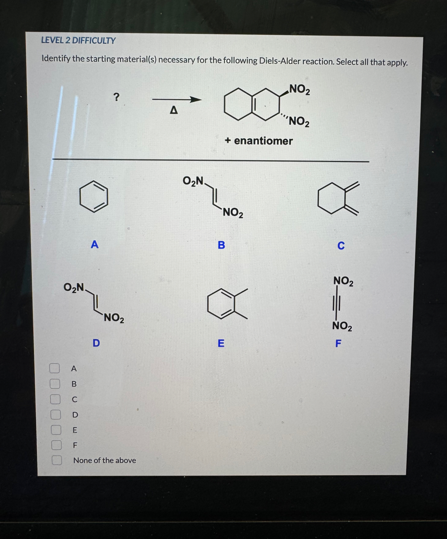 LEVEL 2 ﻿DIFFICULTYABCDEFNone of the above | Chegg.com