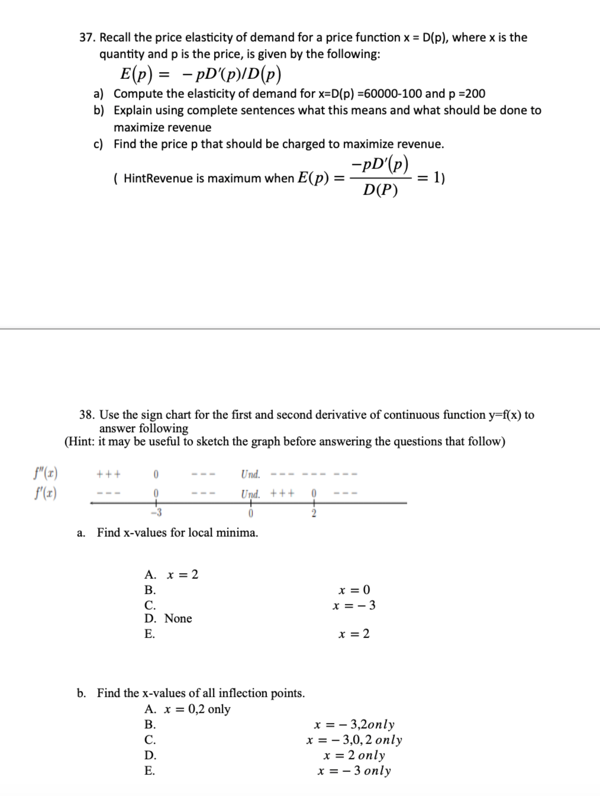 Solved Use the sign chart for the first and second | Chegg.com