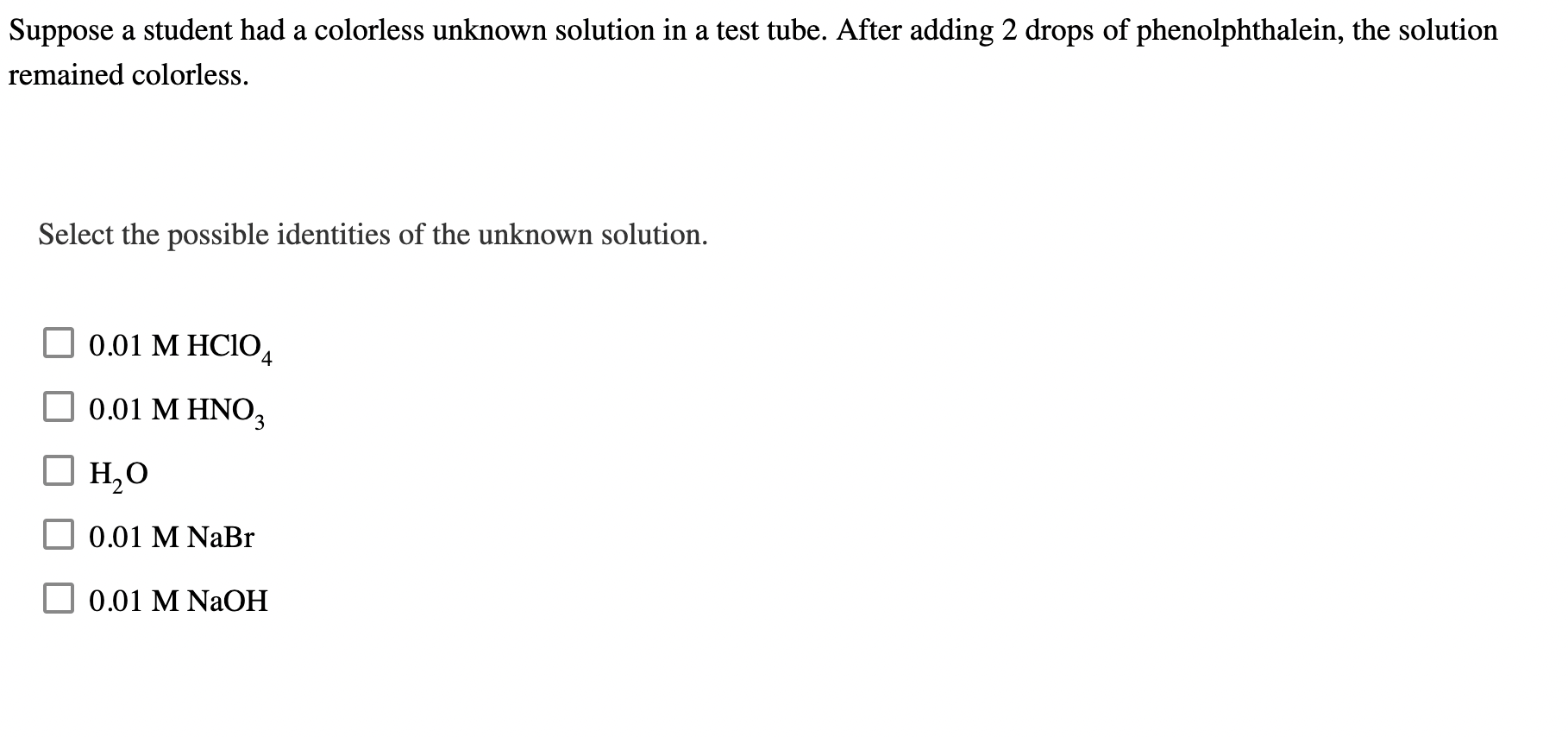 Solved Suppose a student had a colorless unknown solution in | Chegg.com